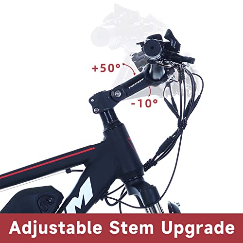 Totem Electric Bike for Adults 26”, Electric Mountain Bicycle 350W Motor, 20MPH Victor 2.0 with 36V 10.4Ah Removable Battery, E-MTB with Shimano 21 Speed Gears, Upgraded Adjustable stem-Black