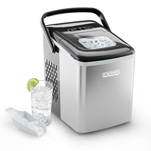 Chefman Dual-Size Countertop Ice Machine, Portable Ice Maker Machine, Creates 2 Cube Sizes in 6 Mins, Holds 1.3 lb. of Ice, Makes up to 26 lb in 24 Hours, Self-Cleaning Scoop Included, Stainless-Steel