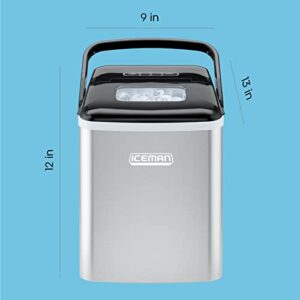 Chefman Dual-Size Countertop Ice Machine, Portable Ice Maker Machine, Creates 2 Cube Sizes in 6 Mins, Holds 1.3 lb. of Ice, Makes up to 26 lb in 24 Hours, Self-Cleaning Scoop Included, Stainless-Steel