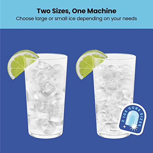 Chefman Dual-Size Countertop Ice Machine, Portable Ice Maker Machine, Creates 2 Cube Sizes in 6 Mins, Holds 1.3 lb. of Ice, Makes up to 26 lb in 24 Hours, Self-Cleaning Scoop Included, Stainless-Steel