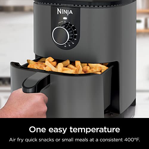 Ninja AF080 Mini Air Fryer, 2 Quarts Capacity, Compact, Nonstick, with Quick Set Timer, Grey