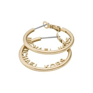 Michael Kors Women's Gold-Tone Stainless Steel Logo Hoop Earrings (Model: MKJ7993710)