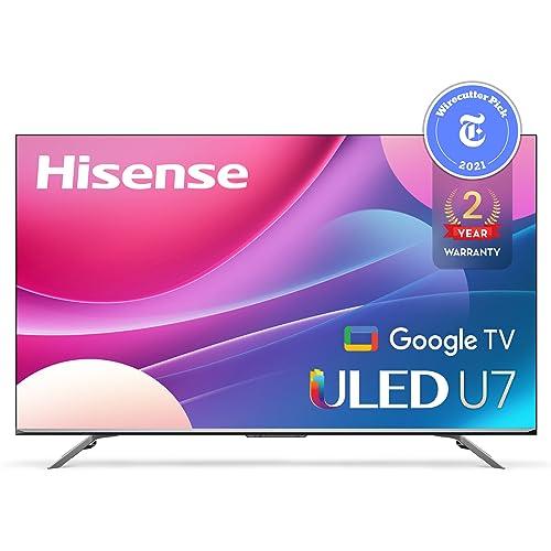 Hisense ULED Premium U7H QLED Series 65-inch Class Quantum Dot Google 4K Smart TV (65U7H, 2022 Model), Black