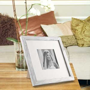 TOFOREVO 8x8 Picture Frames Set of 4 Distressed White Wood Grain Photo Frame for Gallery Wall Mounting or Tabletop Display