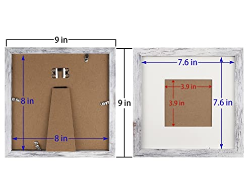 TOFOREVO 8x8 Picture Frames Set of 4 Distressed White Wood Grain Photo Frame for Gallery Wall Mounting or Tabletop Display