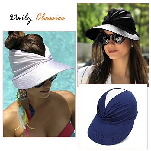 Women Sport Sun Visor Hats,Empty Top Baseball Sun Cap,Womens Sunhats with uv Protection,Sun Hats for Young Girls Women Beach Dark Navy-1pcs