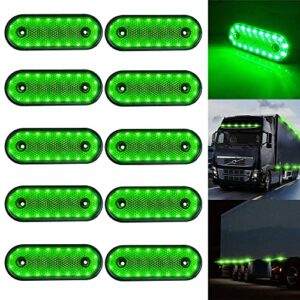 led truck side marker light surface mount, 10pcs green sealed trailer led side marker clearance lights 12-24v side marker indicator lights ip68 waterproof for trailer truck boat deck rv camper