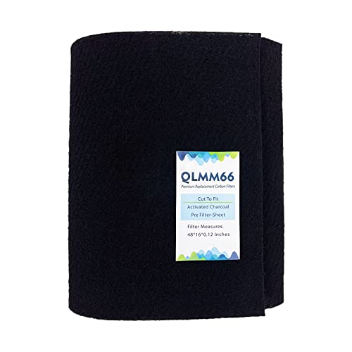 QLMM66 Carbon Fabric Filter 16" x 48" x 0.12" (1 Pack) Replacement Activated Charcoal Hepa AC Vent Filter Carbon Air Pre Filter Fabric Sheet Carbon Pad