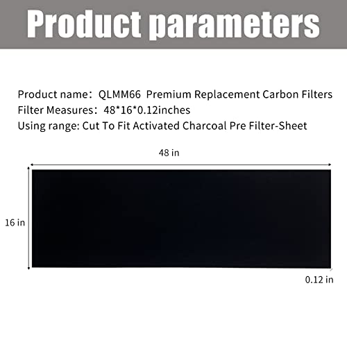 QLMM66 Carbon Fabric Filter 16" x 48" x 0.12" (1 Pack) Replacement Activated Charcoal Hepa AC Vent Filter Carbon Air Pre Filter Fabric Sheet Carbon Pad