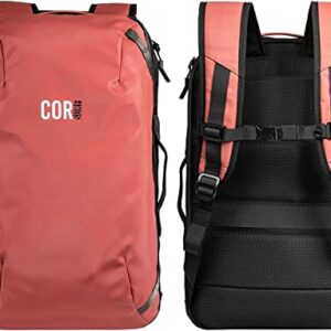 COR Surf Travel Backpack | Flight Approved Carry On Laptop Backpack with Secret Passport Pockets | The Island Hopper (38L, Lava Red)