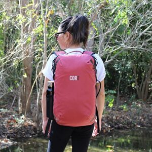 COR Surf Travel Backpack | Flight Approved Carry On Laptop Backpack with Secret Passport Pockets | The Island Hopper (38L, Lava Red)