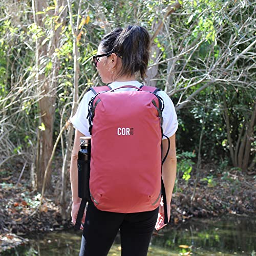 COR Surf Travel Backpack | Flight Approved Carry On Laptop Backpack with Secret Passport Pockets | The Island Hopper (38L, Lava Red)