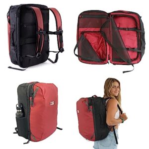 COR Surf Travel Backpack | Flight Approved Carry On Laptop Backpack with Secret Passport Pockets | The Island Hopper (38L, Lava Red)