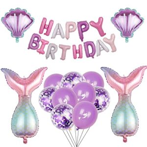 mermaid balloons mermaid birthday decorations mermaid party supplies purple mermaid happy birthday banner baby shower decorations 28pcs lilyzheng