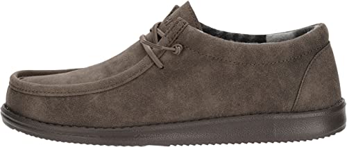 WHITIN Men's Slip on Loafers Suede Recycled Leather Boat Shoes Casual Deck Sneakers Size 13 Lightweight Winter Warm MOC Toe Walking Dark Brown 47