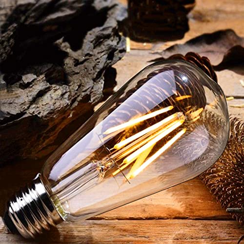 WIHTU Dimmable Vintage LED Edison Bulbs, 8W Equivalent 100W, ST64 Antique LED Filament Bulbs, LED Light Bulbs with 95+ CRI, Warm White 2700K, 1200lumens, E26 Medium Base, Clear Glass, Pack of 4