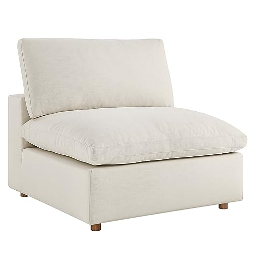 Modway Commix Down-Filled Overstuffed Upholstered 4-Piece Sectional Sofa in Light Beige