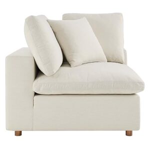 Modway Commix Down-Filled Overstuffed Upholstered 4-Piece Sectional Sofa in Light Beige