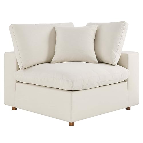 Modway Commix Down-Filled Overstuffed Upholstered 4-Piece Sectional Sofa in Light Beige