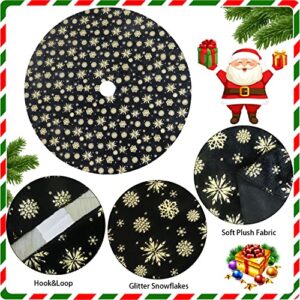 Black Tree Skirts Christmas Decorations 30 Inches Faux Fur Xmas Tree Skirt Rustic Tree Floor Mat Carpets with Snowflakes Small Halloween Tree Skirt for Tabletop Trees Xmas Tree Cover for All Occasions