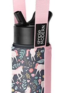 Simple Modern Kid's Water Bottle Carrier Sling with Adjustable Strap | Bottle Holder Crossbody Bag for Walking, Hiking and School | Summit Collection | Unicorn Fields