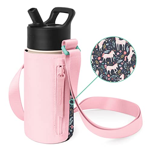 Simple Modern Kid's Water Bottle Carrier Sling with Adjustable Strap | Bottle Holder Crossbody Bag for Walking, Hiking and School | Summit Collection | Unicorn Fields