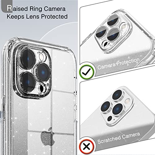 Switdo Compatible with iPhone 14 Pro Max Case Clear Glitter with Built-in Screen Protector&Camera Lens Protector,Full Body Protective Cover for Women Girls For iPhone 14 Pro Max 6.7 inch,Clear Glitter