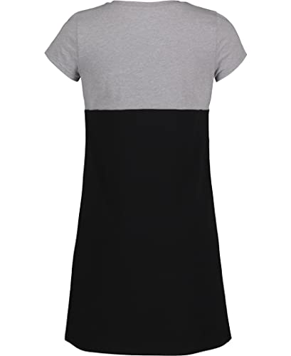 Calvin Klein Girls' Short Sleeve T-Shirt Dress, Pullover Style with Crew-Neck Neckline, Logo Detailing, Black Colorblock, 8-10