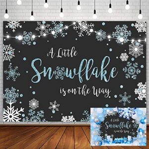 aibiin 7x5ft snowflake baby shower backdrop winter blue and silver snowflake baby shower party decorations wonderland snow diamond glitter christmas xmas banner photography background photo props