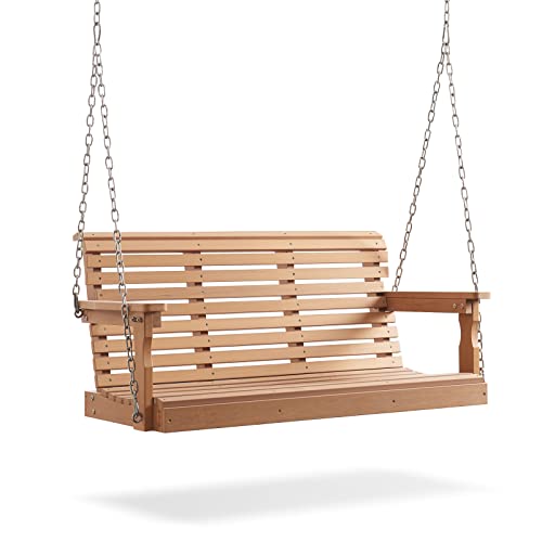 Psilvam Porch Swing, 2-Person Poly Lumber Outdoor Swing, All-Weather Farmhouse Patio Swing That Never Rot and Fade, Suit for Garden, Porch and Park (51" D x 27" W x 23" H)