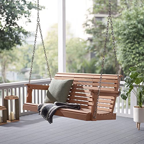 Psilvam Porch Swing, 2-Person Poly Lumber Outdoor Swing, All-Weather Farmhouse Patio Swing That Never Rot and Fade, Suit for Garden, Porch and Park (51" D x 27" W x 23" H)