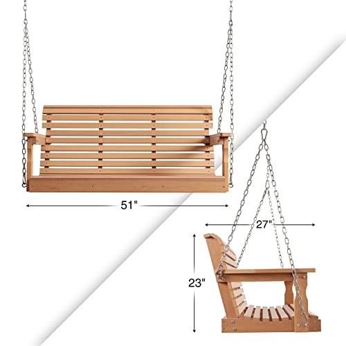 Psilvam Porch Swing, 2-Person Poly Lumber Outdoor Swing, All-Weather Farmhouse Patio Swing That Never Rot and Fade, Suit for Garden, Porch and Park (51" D x 27" W x 23" H)