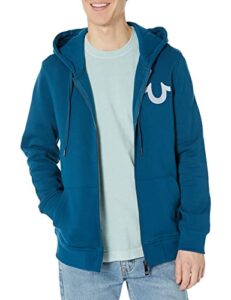 true religion men's multiply zip up hoodie, poseidon, m