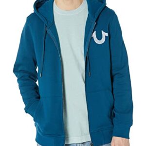 True Religion Men's Multiply Zip Up Hoodie, Poseidon, M