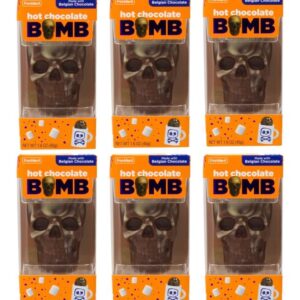 Skull Hot Chocolate BOMB(R) 6 Pack, Halloween Hot Cocoa Melting Ball by Frankford Candy