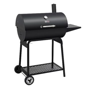 royal gourmet cc1830 30 barrel charcoal grill with side table, 627 square inches, outdoor backyard, patio and parties, black