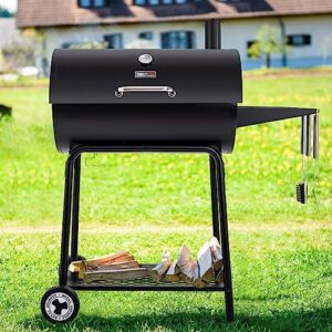 Royal Gourmet CC1830 30 Barrel Charcoal Grill with Side Table, 627 Square Inches, Outdoor Backyard, Patio and Parties, Black