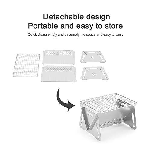 TTSITG Portable Grill, Folding Barbecue Charcoal Grill, 1-2 People Lightweight Barbecue Grill Tools with Storage Bag Outdoor Tabletop Grill for Outdoor Cooking, Camping, Hiking, Picnics