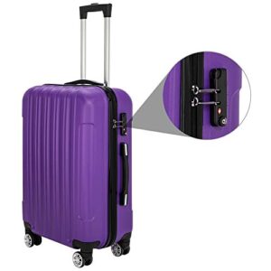 Karl home Luggage Set of 3 Hardside Carry on Suitcase Sets with Spinner Wheels & TSA lock, Portable Lightweight ABS Luggages for Travel, Business - Purple (20/24/28)