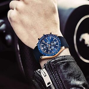 BENYAR Mens Watches Quartz Movement Chronograph Leather Strap Fashion Business Sport Design 30M Waterproof Scratch Resistant Elegant Gifts for Men