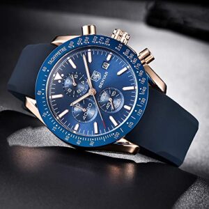 BENYAR Mens Watches Quartz Movement Chronograph Leather Strap Fashion Business Sport Design 30M Waterproof Scratch Resistant Elegant Gifts for Men