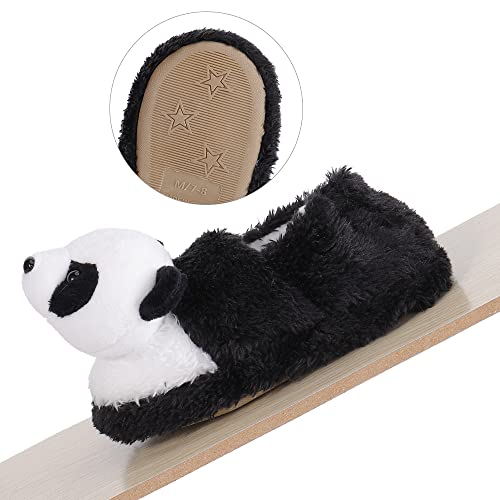 KAKU NANU Unisex-Child Kids Toddler Slippers Boys Girls Panda Comfy Critter Furry Shoes(11-12 Little Kid,Black)