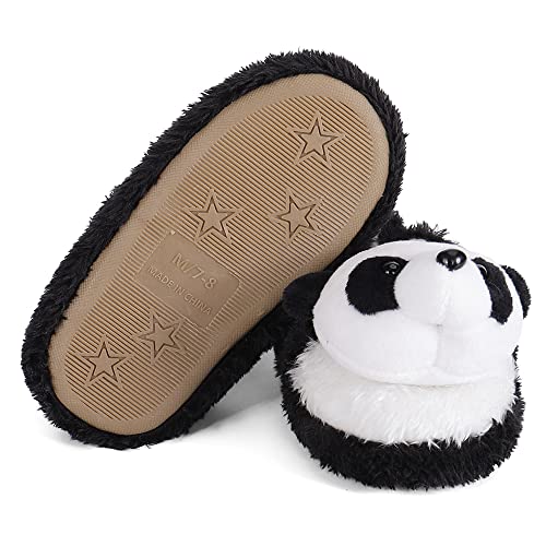 KAKU NANU Unisex-Child Kids Toddler Slippers Boys Girls Panda Comfy Critter Furry Shoes(11-12 Little Kid,Black)