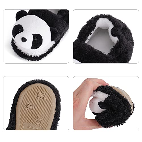 KAKU NANU Unisex-Child Kids Toddler Slippers Boys Girls Panda Comfy Critter Furry Shoes(11-12 Little Kid,Black)