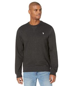 u.s. polo assn. long sleeve popover crew neck fleece sweatshirt black heather md