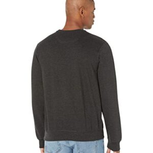 U.S. POLO ASSN. Long Sleeve Popover Crew Neck Fleece Sweatshirt Black Heather MD