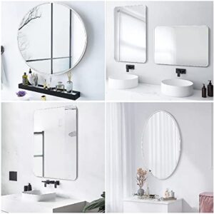 SCWF-GZ 20x30 Oval Mirror Round Full Length Wall Mounted Hanging or Against Wall Metal Frame Dressing Make-up Mirrors for Entryway Bedroom Bathroom Living Room 30 20 inch Silver