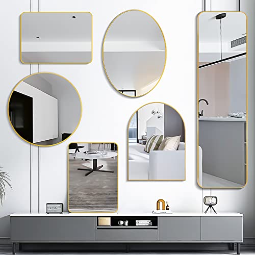 SCWF-GZ 20x30 Arch Mirror Square Wall Mounted Metal Frame Mirrors for Entryway Bedroom Bathroom Living Room 22x30 24x36 inch Black Silver - Gold