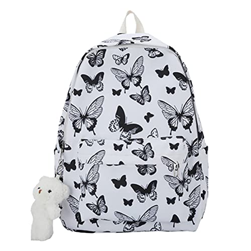 LELEBEAR Butterfly Backpack for Girls, Aesthetic Backpack, Kawaii Backpack Book Bag Travel Backpack Large Capacity (Black)