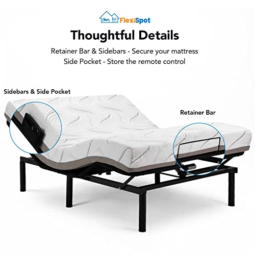 FLEXISPOT S3 Adjustable Bed Frame Base Queen, Wireless, 5 Minutes Quick Assembly, Zero Clearance, Zero Gravity, Whisper Quiet Durable Motor, Mattress Holder, Anti Snore, Best Gift for Family